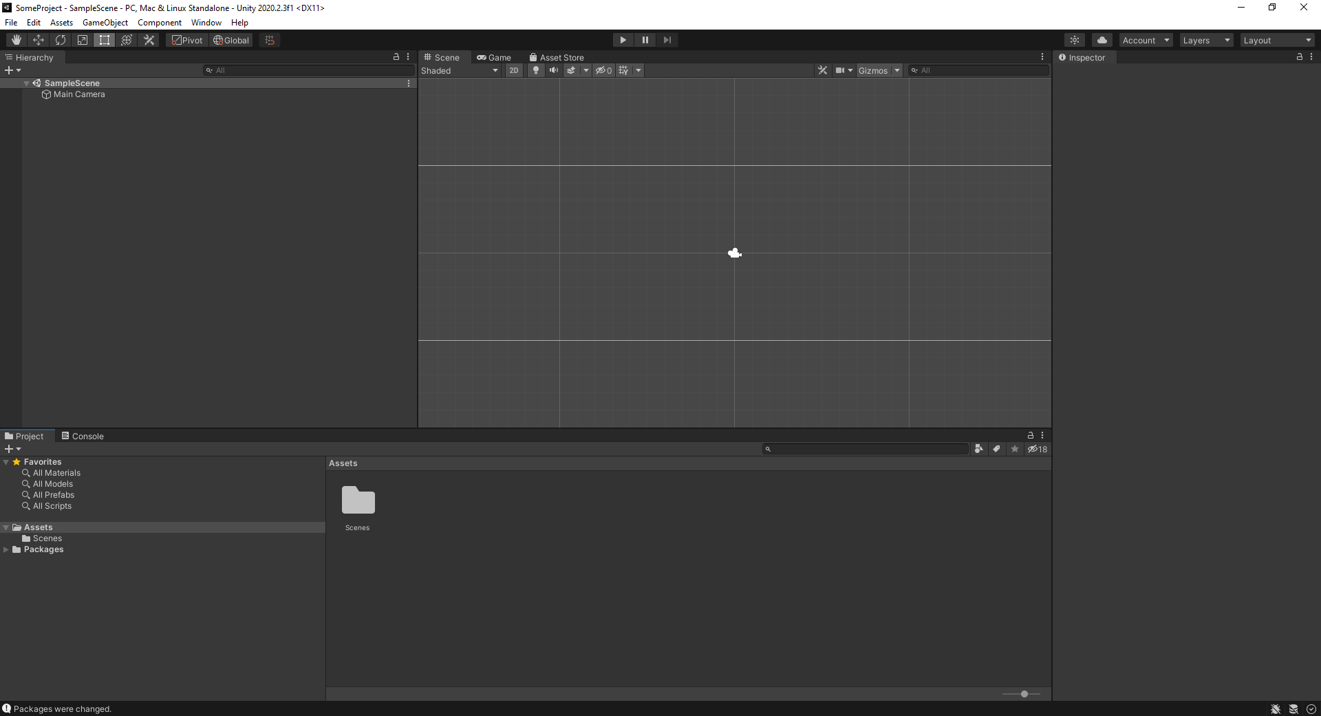 Edytor Unity 2020.2.3f1.